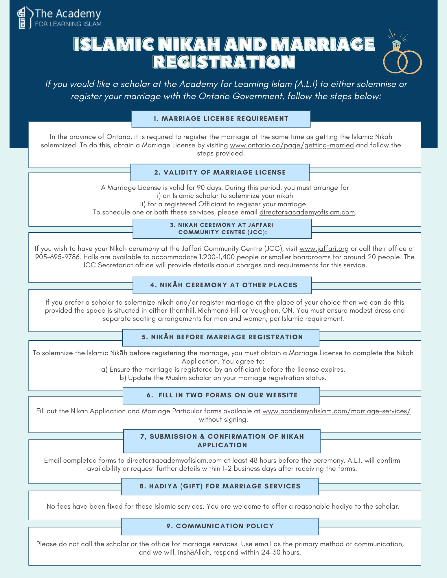 Marriage Services - The Academy for Learning Islam